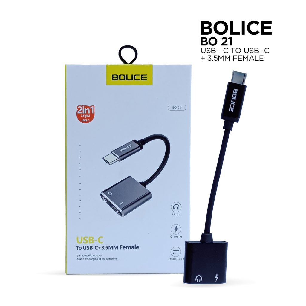 Bolice BO 21 USB-C To USB-C +3.5MM Female - SHIHAB MOBILE PHONES LLC | BOLICE | MOBILE ACCESSORIES